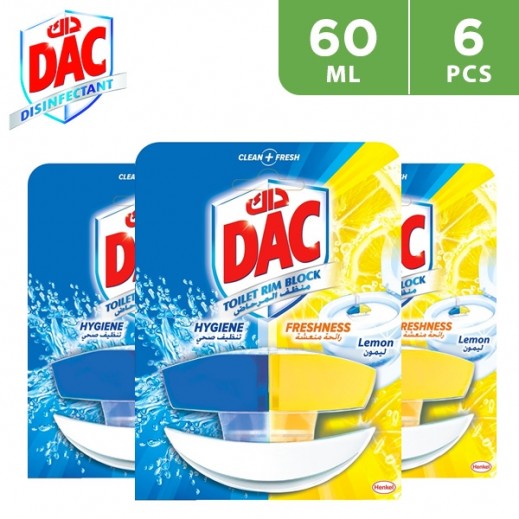 Buy DAC Toilet Rim Block Duo Active Lemon 6 x 60 ml | توصيل Taw9eel.com