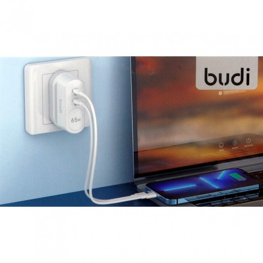 Buy Budi 65W Dual USB-C Wall Charger | توصيل Taw9eel.com