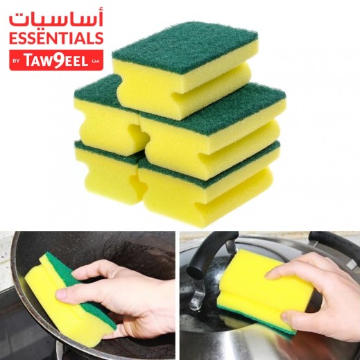 Buy Cleaning Sponge 5 Pieces - 9.5 × 7 × 4.5 cm - Essentials by Taw9eel | توصيل Taw9eel.com