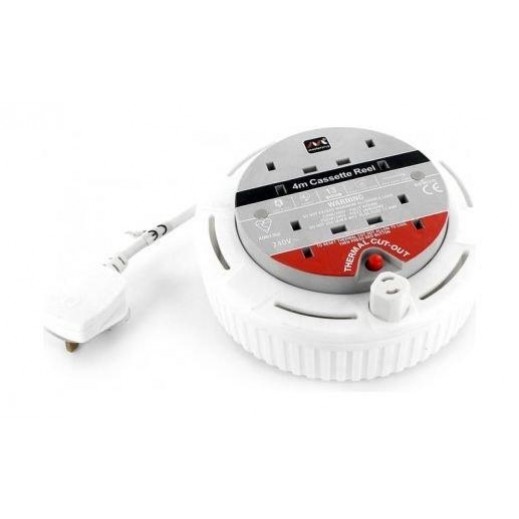 Buy MasterPlug 4 Meter Round Reel Extension Cord Power Socket - White ...