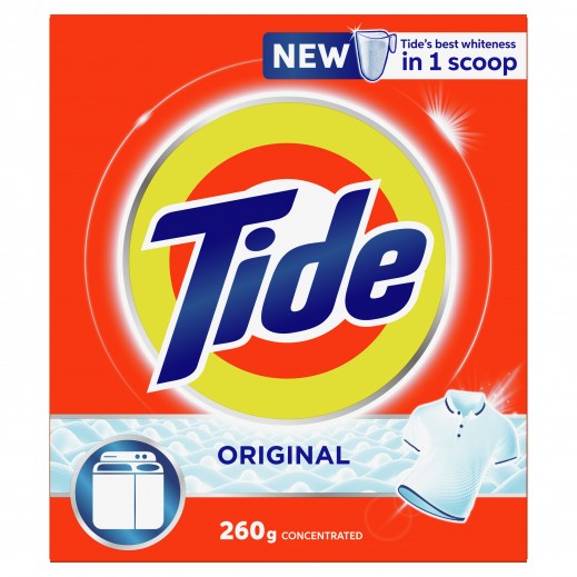 Buy Tide Powder Laundry Detergent, Original Scent 260 g | توصيل Taw9eel.com