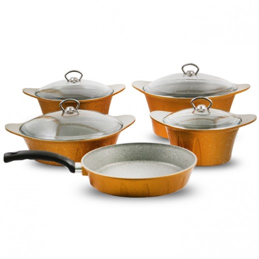 Buy OMG Innova Fusion Granite Cookware Set Bronze - 9 Pieces | توصيل ...