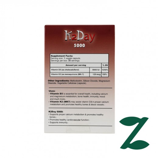 Buy K2day 5000 Bones& Arteries 30Capsules - delivered by The Pharmacy ...