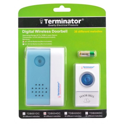 Terminator wireless digital door bell – White & Blue | توصيل Taw9eel.com
