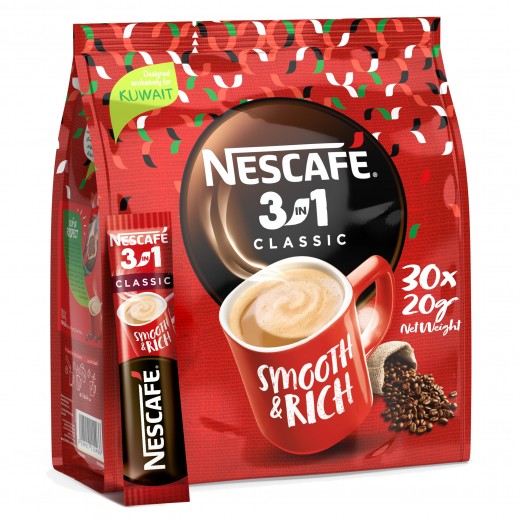 Buy Nescafe 3 in 1 Classic Coffee Mix Pouch 30 x 20 g - delivered by Taw9eel Fast | توصيل ...