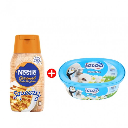Buy Nestle Caramel Flavored Condenced Milk Squeezy 450 g + Igloo Family ...