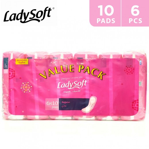 Buy Lady Soft Regular Pads (6 x 10 Pads) | توصيل Taw9eel.com