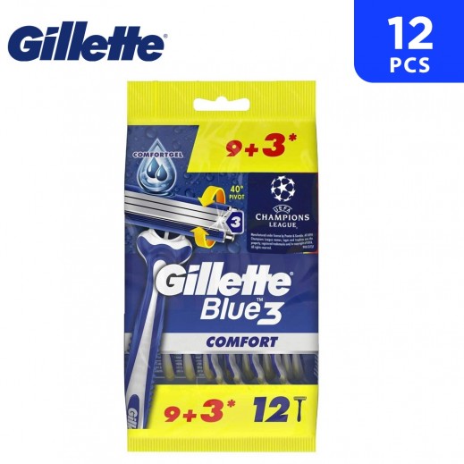 Buy Gillette Blue 3 Comfort Disposable Razor 9 + 3 Free - delivered by ...