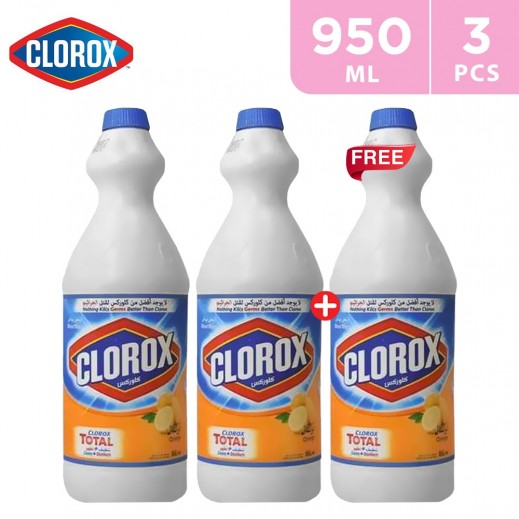 Buy Clorox Orange Liquid Bleach 950 ml (2 + 1 Free) - delivered by Taw9eel Fast | توصيل Taw9eel.com