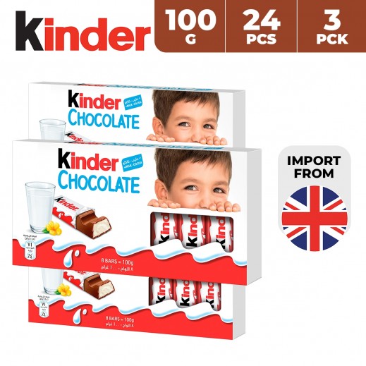 Buy Kinder Milk Chocolate Bar 3 x 100 g (24 Small Bars) | توصيل Taw9eel.com
