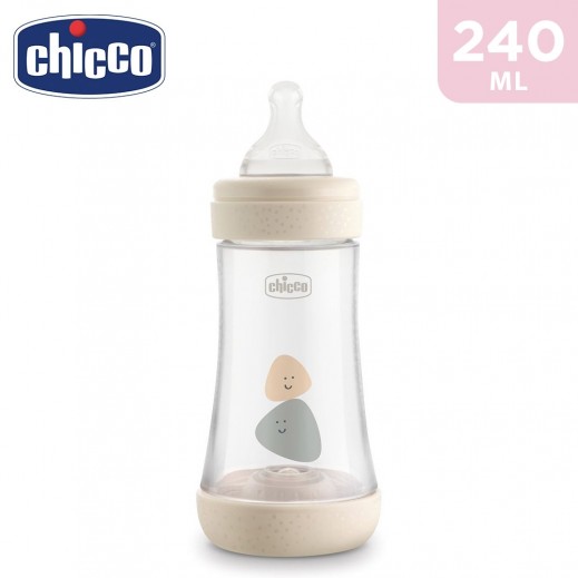Buy Chicco Perfect 5 Bottle With Silicone Teat 2+ Month Medium Flow 240 ml | توصيل Taw9eel.com