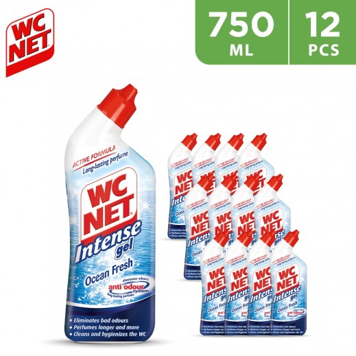 Buy Wc Net Intense Ocean Fresh Toilet Cleaner Gel 12 × 750 ml | توصيل Taw9eel.com