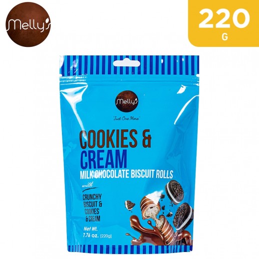 Buy Melly's Cookies & Cream Milk Chocolate Biscuit Rolls Pouch 220 g ...