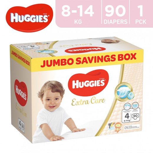 Buy Huggies Extra Care Jumbo Box 8-14 Kg - 90 Pieces - delivered by ...