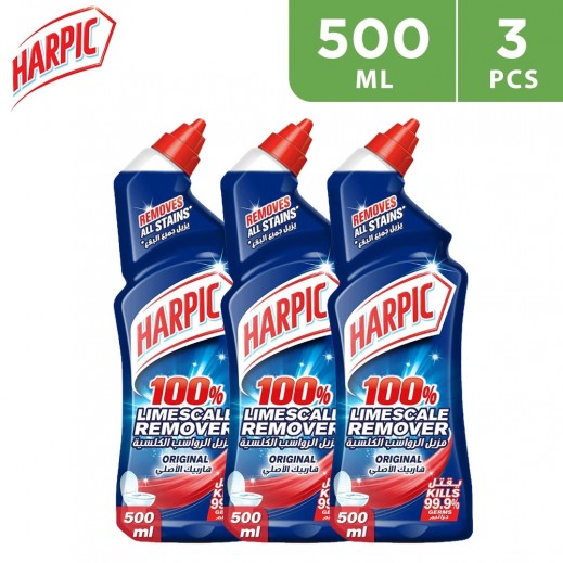Buy Harpic Original Liquid Toilet Cleaner & Limescale Remover 500 ml (2 + 1 Free) - delivered by ...