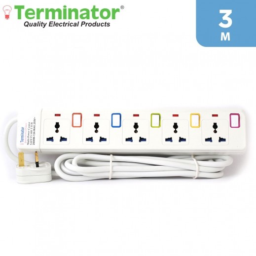 Terminator 13A 5 Way Universal Power Extension 3m – White | توصيل ...