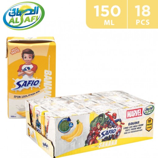 Buy Al Safi Safio Milk Banana Drink 18 x 150 ml | توصيل Taw9eel.com