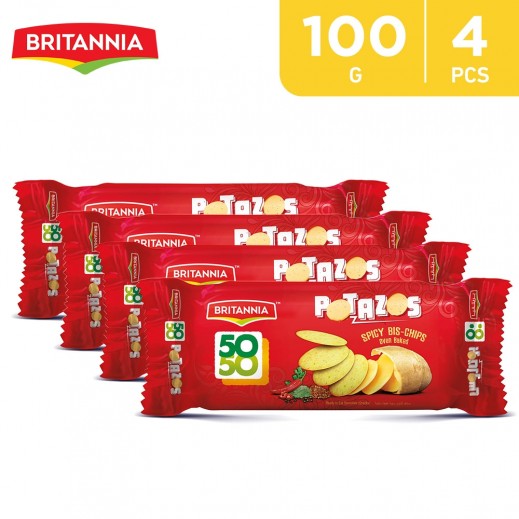 Buy Britannia 5050 Potazos Spicy Bis Chips 4 x 100 g | توصيل Taw9eel.com