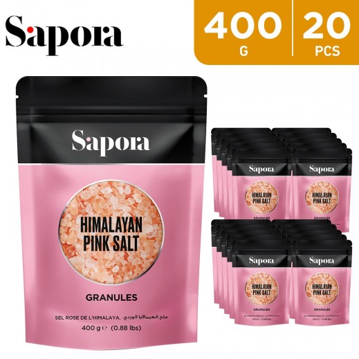 Buy Sapora Granules Himalayan Pink Salt 20×400 g | توصيل Taw9eel.com