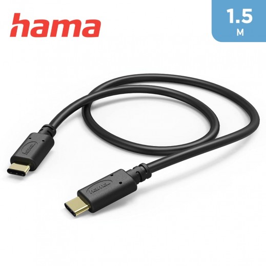 Buy Hama USB Type-C Charging-Data Cable - 1.5m - Black | توصيل Taw9eel.com