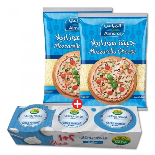 Buy Almarai Shredded Mozzarella Cheese 2 x 180 g + Nada Full Fat Plain ...