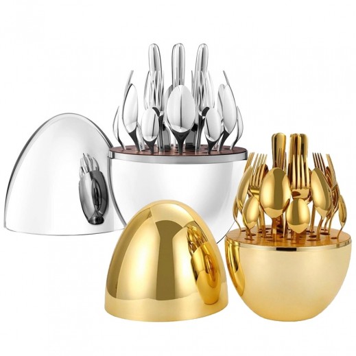 Buy Luxury Cutlery Set With Egg Shaped Box - 24 Pieces | توصيل Taw9eel.com