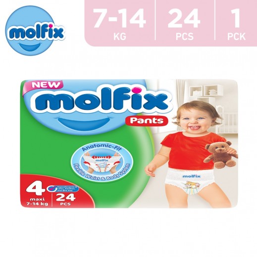 Buy Molfix Pants Maxi 4 (7-14 Kg) Twin 24 Pieces | توصيل Taw9eel.com