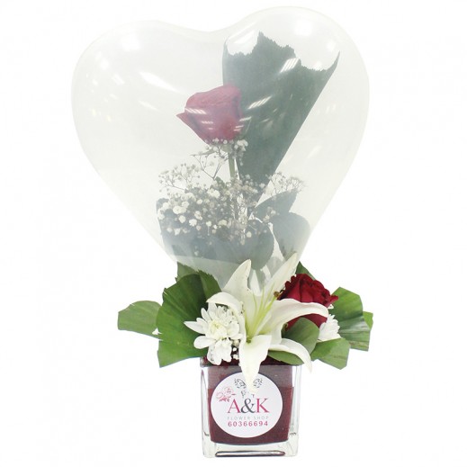 Heart Shape Balloon Flower Bouqet | توصيل Taw9eel.com
