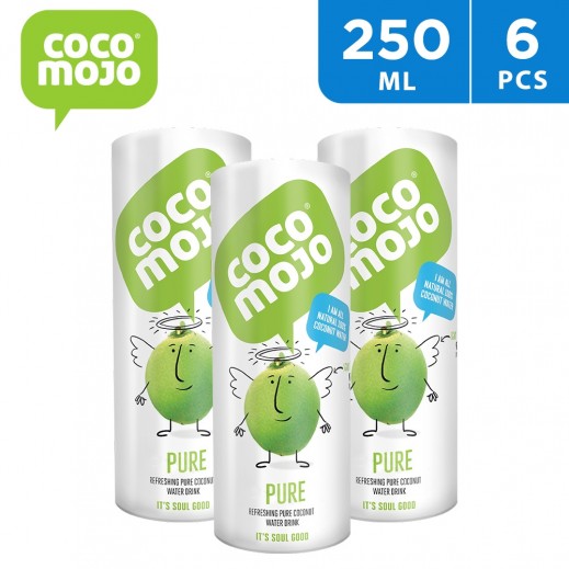 Buy Coco Mojo Pure Coconut Water Drink Can 6 x 250 ml | توصيل Taw9eel.com