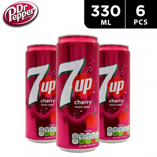 Buy 7Up Cherry Drink Can - 6 × 330 ml | توصيل Taw9eel.com