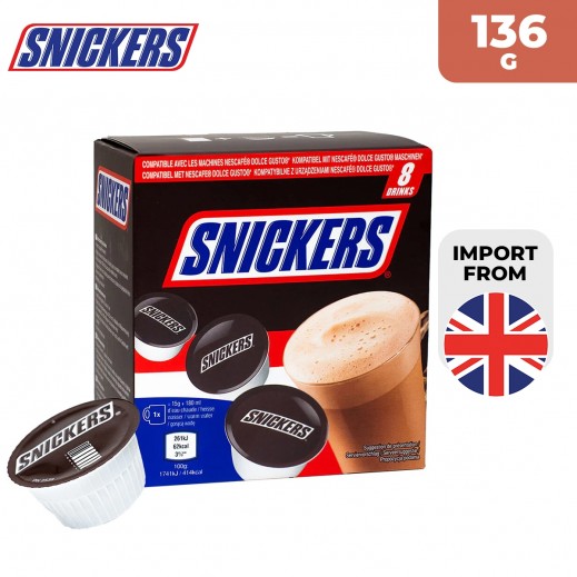 Buy Snickers Hot Chocolate Drink 8 Pods 136 g | توصيل Taw9eel.com