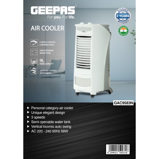 Buy Geepas Air Cooler 9L 3 Speed - White | توصيل Taw9eel.com