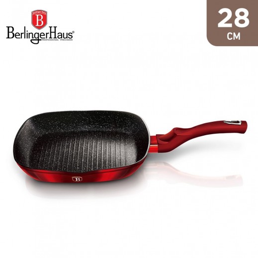 Buy Berlinger Haus Burgundy Metallic Line Grill Pan 28 cm | توصيل Taw9eel.com