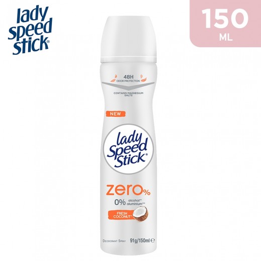 Buy Lady Speed Stick Zero% Antiperspirant Deodorant Spray Fresh Coconut ...