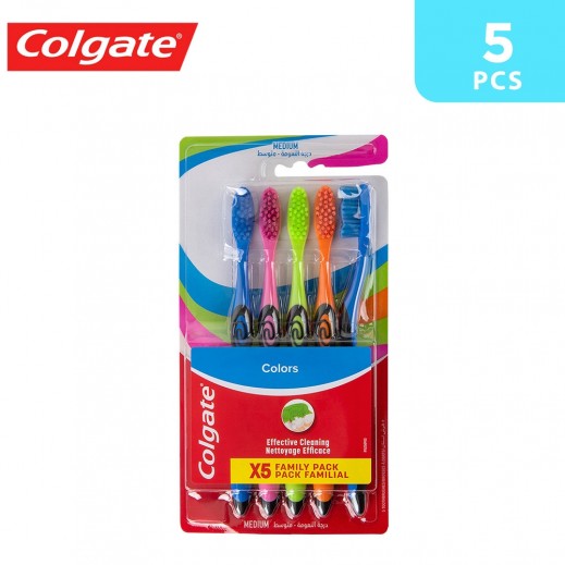 Buy Colgate Double Action Toothbrushes Medium - 5 Pieces | توصيل Taw9eel.com