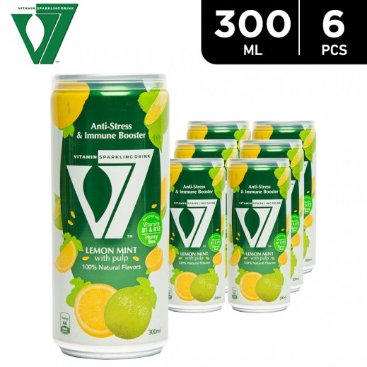 Buy V7 - Vitamin Sparkling Drink with Lemon Mint 6×300 ML - delivered by Taw9eel Fast | توصيل ...