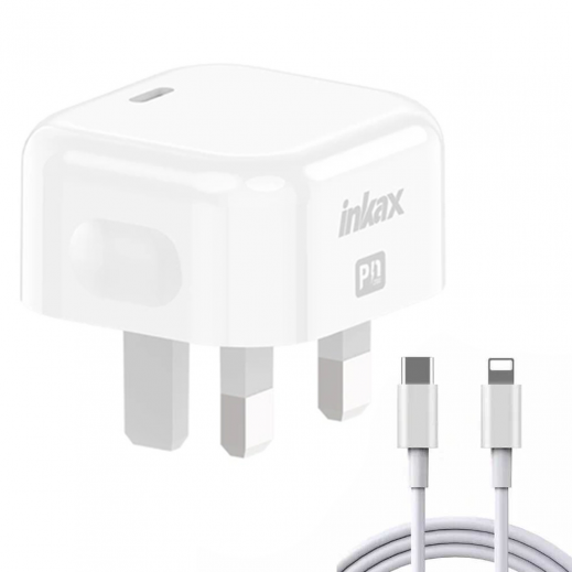 Buy Inkax UK Plug PD20W Travel Charger with Type C to Lightning Cable ...