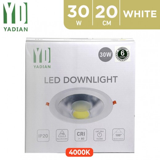 Buy Yadian 30W 4000K COB Downlight 20Cm -White | توصيل Taw9eel.com