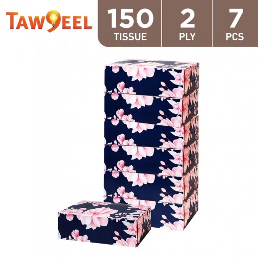 Buy Taw9eel Essentials Facial Tissues Flower Design 150 x 2 Ply (7 Boxes) - delivered by Taw9eel ...