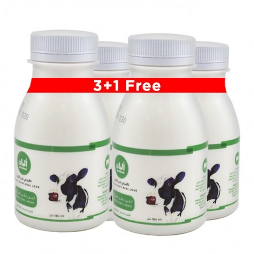 Buy Alban Laban Cow Full Fat Plastic Bottle 180 ml (3+1 Free) | توصيل ...