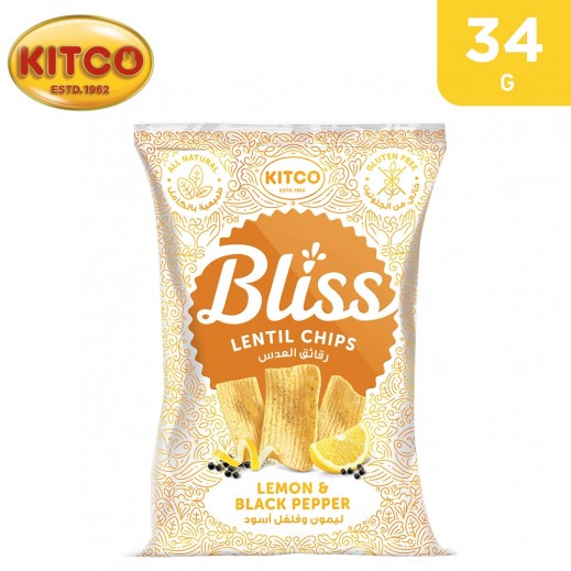 Buy Kitco Bliss Lemon & Black Pepper Lentil Chips 34 g - delivered by ...