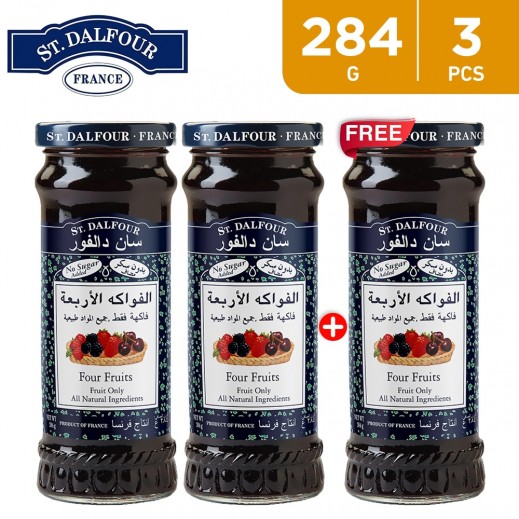 Buy St.Dalfour Four Fruit Jam 284 g 2 + 1 Free | توصيل Taw9eel.com
