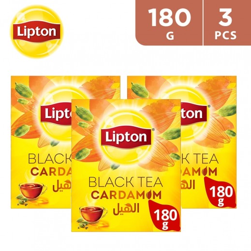 Buy Lipton Strong Black Tea Loose Cardamom 3x180 g | توصيل Taw9eel.com