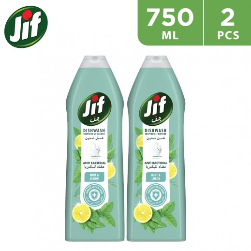 Jif Pure Anti Bacterial Mint and Lemon Dishwash Liquid 2 x 750 ml ...