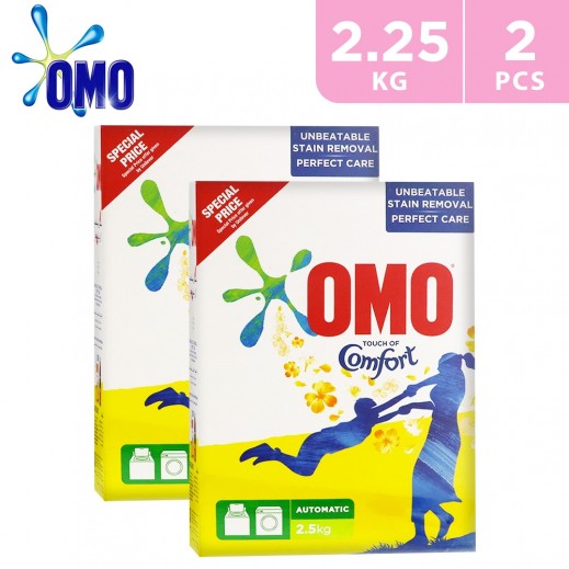 Buy Omo Automatic Touch Of Comfort Detergent Powder 2 x 2.25 Kg - delivered by Taw9eel Fast ...
