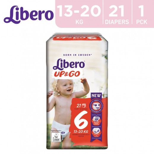 Buy Libero Up & Go Stage 6 - 13-20 kg (21 Diapers) | توصيل Taw9eel.com