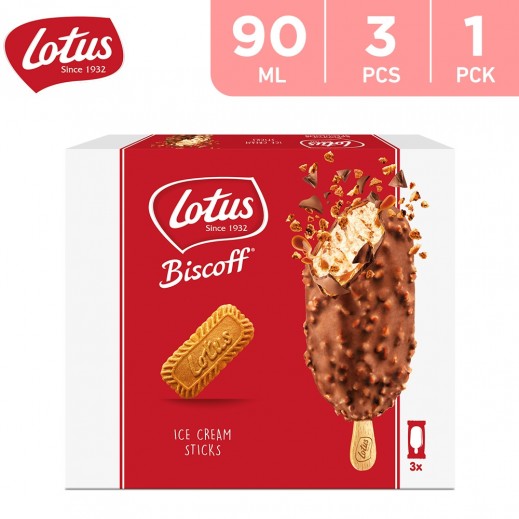 Buy Lotus Biscoff Ice Cream Sticks 3 x 90 ml (270 ml) - delivered by Taw9eel Fast | توصيل ...