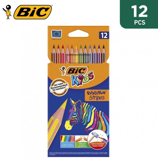Buy Bic Kids Evolution Strips 12 Colored Pencils - delivered by Atlas Stationary within 24 Hours ...