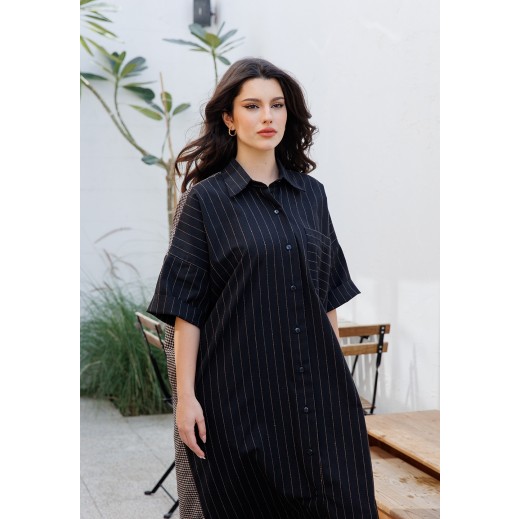 Buy Black & Beige Linen Stripped Dishdasha - delivered by Thouqi within 2 working days | توصيل ...