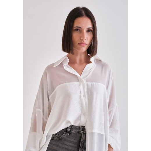Oversized white chiffon Shirt | توصيل Taw9eel.com